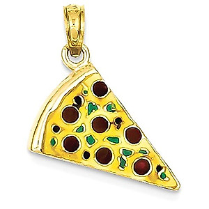 IceCarats 14K Yellow Gold Pizza Slice Necklace Charm Pendant Only