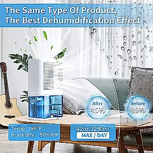DDVIVAL 68oz Dehumidifier with Drain Hose, 800 sq. Ft Quiet Dehumidifier With Drain Hose & Auto Shut Off, Small Dehumidifiers for Room Bedroom Bathroom Basements Closet RV Kitchen