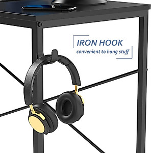 BOLUO 39 inch Black Computer Desk for Small Space Study Writing Desk Home Office Table Work PC Simple Modern Deak with Storage Bag 40"