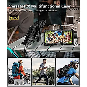 for Motorola Moto G Stylus 5G (2021) Case: Built-in Screen Protector Kickstand Full-Body Military Grade Three-Layer Protective Shockproof Rugged Phone Cover with Belt Clip Holster Black