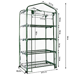 Mini Greenhouse for Plant Outdoors Indoor Seedlings,Portable Grow Greenhouse Tent Flower House Gardening Backyard (4-Tier House)