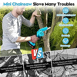 Mini Chainsaw Cordless 6 Inch With 2 Battery, Small Chainsaw Battery Operated 21V 2000mAh, Battery Powered Chainsaw Cordless 2.6Lb 2 Chains For Tree Branches, Courtyard, Household, Garden