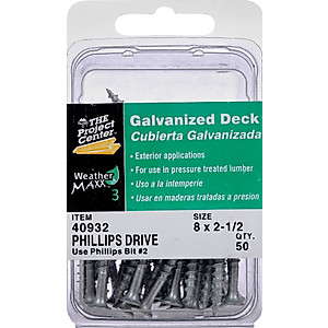 Hillman Fastener 40932 Galvanized Phillips Drive Deck Screw, 8 X 2 1/2-Inch, (Pack of 50)