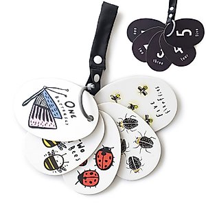 Wee Gallery Stroller Cards - I See Bugs to Count - Counting Numbers Travel Activity for Babies, Toddlers, with Snap on Strap for Walks, Car Seat, Bag, Stroller