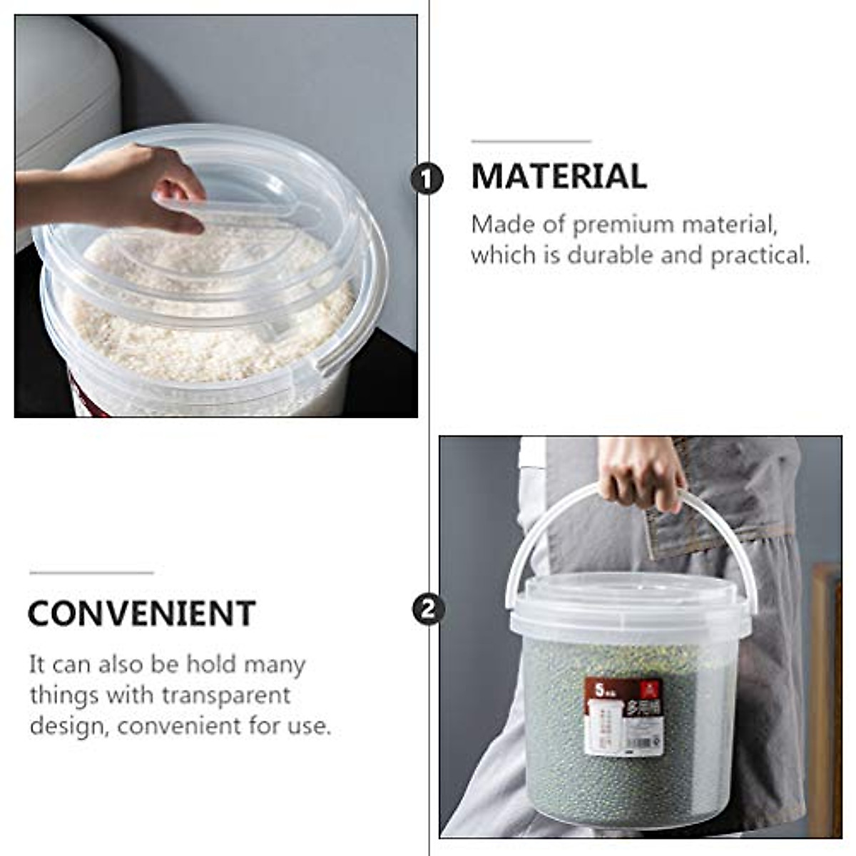 Cereal Rice Storage Container Plastic Sealed Bucket Practical Cereals Rice Storage Box Sealed Containers Kitchen Food Containers with Lid Cereal Container Bin for Home Rice Container