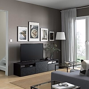 TV Unit with Drawers and Door,Black-Brown/Laxviken Black, 70 7/8x16 1/2x15 3/8 "