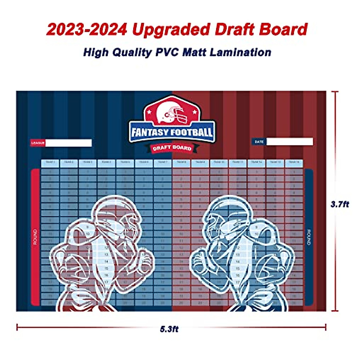 Happy Aplenty Fantasy Football Draft Board 2023-2024 14 Team x 20 Round Fantasy Football Draft Kit 2023-2024 with 500+Player Labels and Blank Labels Including 2023 Top Rookie Schedule