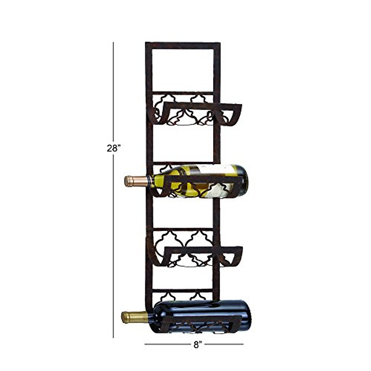 Deco 79 Metal Wall Wine Rack, 28 by 8-Inch, Wine Holder - 4 Bottles