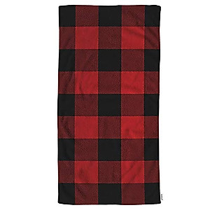 oFloral Black and Red Buffalo Check Plaid Hand Towels Cotton Washcloths,Classic Lumberjack Plaid Checker Pattern Soft Towels for Bath/Yoga/Golf/Hair/Face Towel for Men/Women/Girl/Boys 15X30 Inch