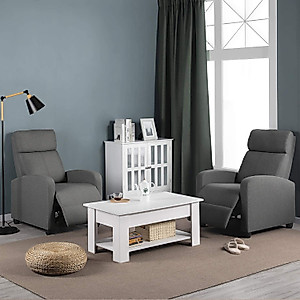 Topeakmart Fabric Recliner Sofa Push Back Recliner Chair Adjustable Modern Single Reclining Chair Upholstered Sofa with Pocket Spring Living Room Bedroom Home Theater Light Grey