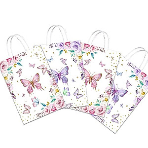 ANYMONYPF 16 Packs of Butterfly Paper Bag Theme Party Gift Bag Birthday Gift Bag Snack Candy Bag Childrens Party Supplies
