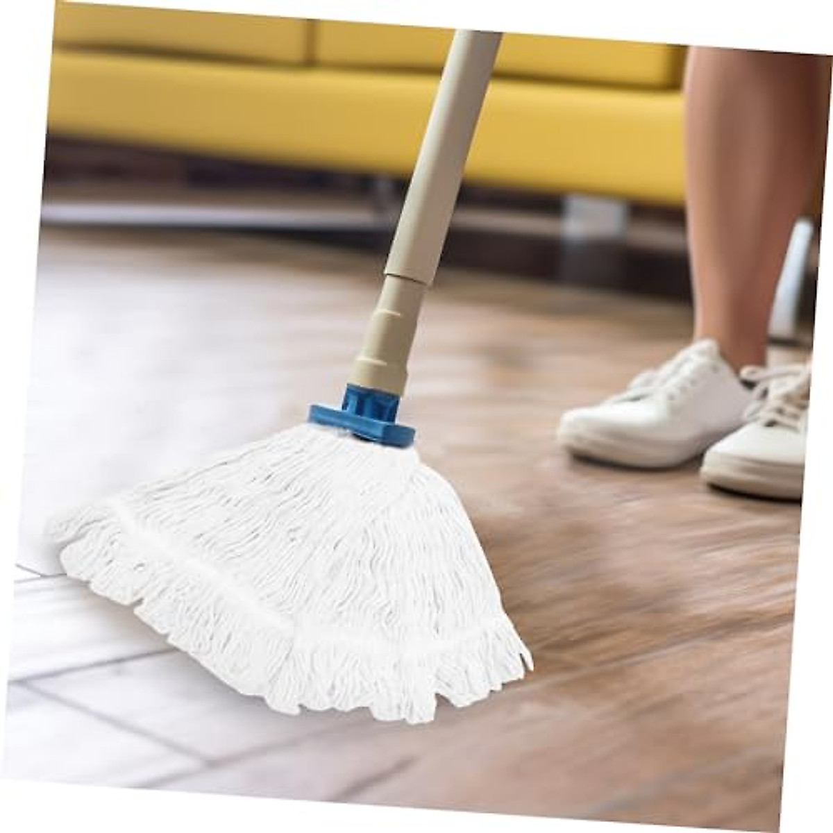 Luxshiny Mop Replacement Head Household Mop Pad Mop Head Wet Mop Head Refill Reusable Mop Pad Commercial Mop Head Floor Cleaning Mop Head Dust Wet Mop Head Cotton Thread White