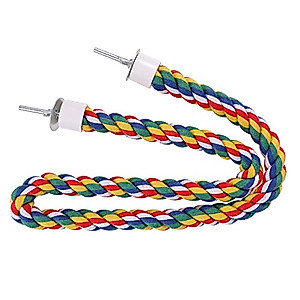 Hemobllo Bird Rope Perch, Colorful Parrot Cotton Rope Bird Perch Stand Climbing Rope Bird Toys Rope Perch Pet Bird Parrot Chewing Toy for Parrots Cockatiels Parakeets Budgie Cages