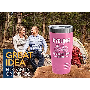 Flairy Land Bike Lover Pink Edition Tumbler 20oz - Cycling is cheaper - Biker Sport Trails Bicycle Off Road Cross Country Hobby Athlete Player Rider