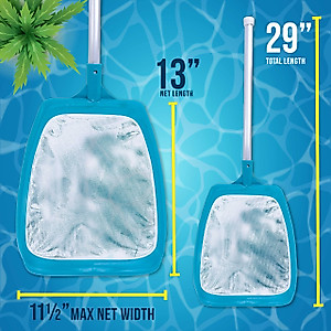 U.S. Pool Supply Professional Spa, Hot Tub, Pool Hand Leaf Skimmer Net with 17" Aluminum Pole - Ultra Fine Mesh Netting, Clean the Finest Debris - Pond, Kid Kiddie Inflatable Pool Cleaning Maintenance