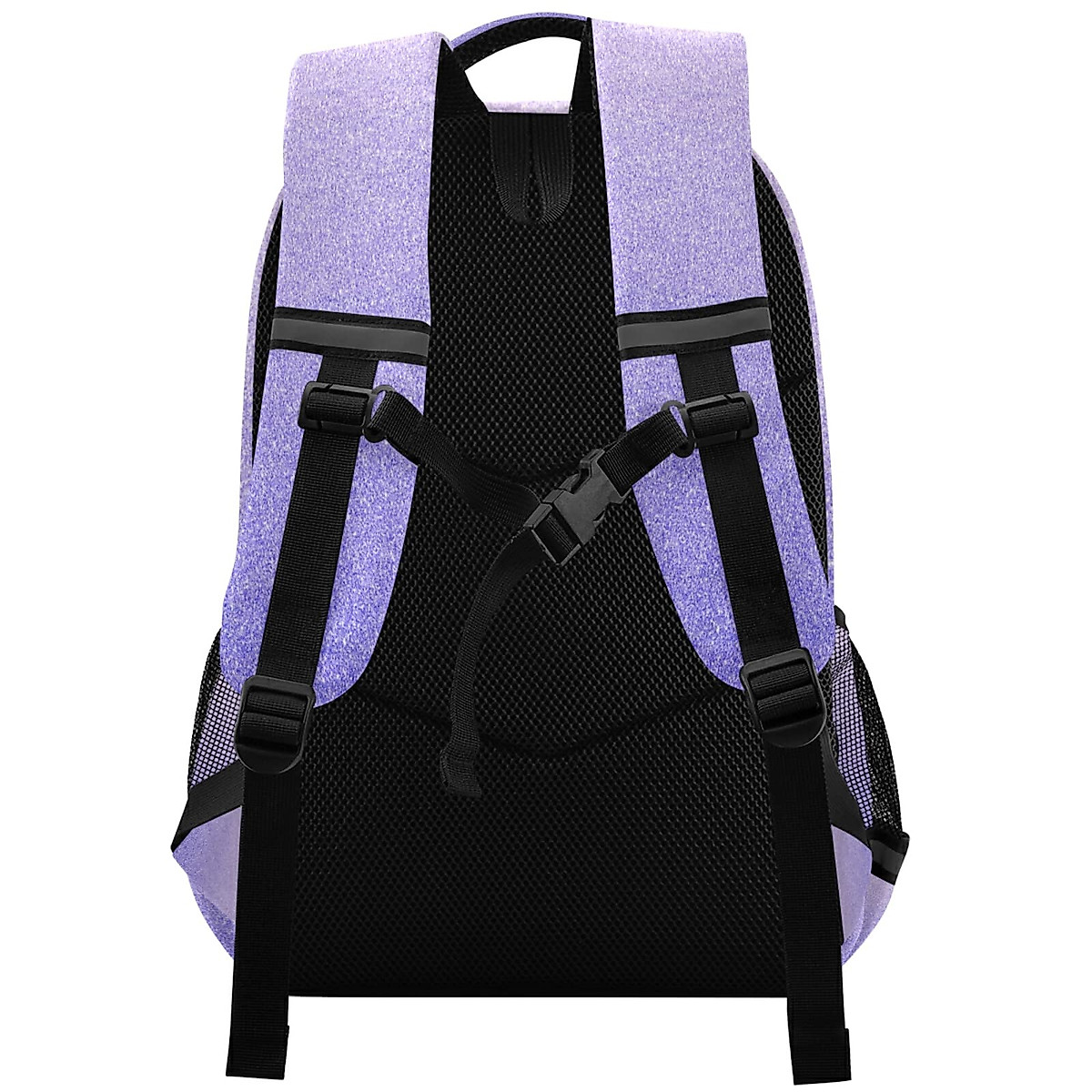 Ombre Purple Glitter Laptop Backpack Backpack Bookbag Travel Bag Casual Daypack With Chest Strap for Boys Girls