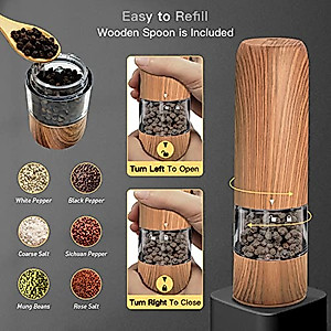 Electric Salt and Pepper Grinder Set USB Rechargeable - USB Type-C Cable, LED Lights, Automatic Electric Pepper Salt Grinder Mill Refillable, Adjustable Coarseness Shakers, One Hand Operation