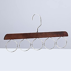 Zerodeko 3pcs Multifunctional Wooden Scarf Closet Organizer Hanger Ties Belts Shawls Holder Rack with 5 Loops (Retro Color)