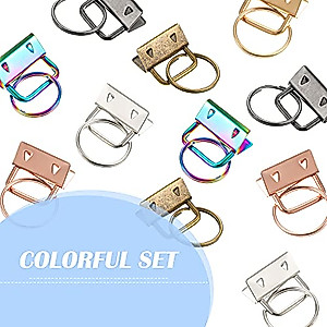 Hotop, 72 Pieces Keychain Fob Hardware Key Fob Hardware Wristlet Hardware Lanyard with Metal Ring for Keychain and Wristlet (Rose Gold, Chameleon, Gray, Gold, Silver, Bronze,25 mm), 25mm