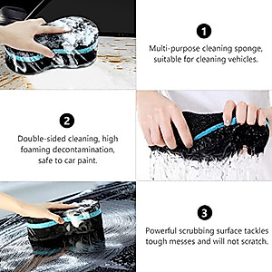 FAVOMOTO 1 pc Kitchen Car Wash Brush Home Multi Auto Scratch Pad - Tool Vehicle Sponges Honeycomb for Non- Scrubber Sponge Functional Large Window Cleaning Non-Scratch Handy Shaped