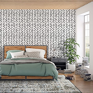 Black and White Stripe Wallpaper 17.71In X 236In Geometric Peel and Stick Wallpaper Modern Stripe Contact Paper Self Adhesive Removable Waterproof Wall Paper for Old Furniture Renovation