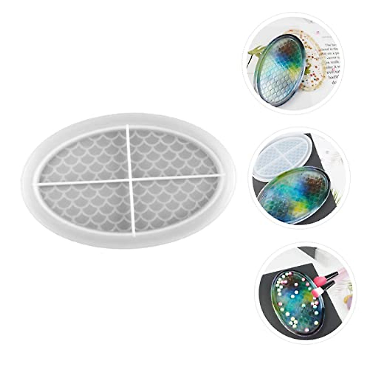 Resin Coaster Molds 1pc Pallet Mold Silicone Fruit Plate Silicone Molds for Epoxy Resin Crystal Tray Resin Tray DIY Plate Mould Dish Casting Mold Storage Tray Casting Tray Set