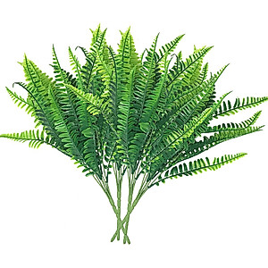Beebel Artificial Shrubs 4 Bunches Artificial Boston Fern Plants Greenery Bushes Flower for House Office Garden Indoor Outdoor Decor