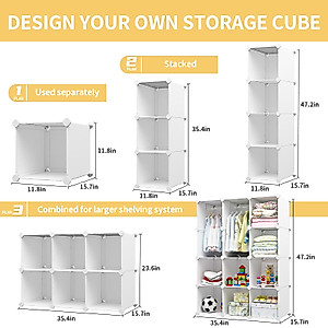 VIPZONE Baby Dresser, Kids Closet Organizers, Portable Kids Wardrobe for Closet, Bedroom, Nursery, Cubby, Cabinet, Clothes, Dress, Baby Storage Shelf, Armoire Clothes Hanging (12 Cube, White)