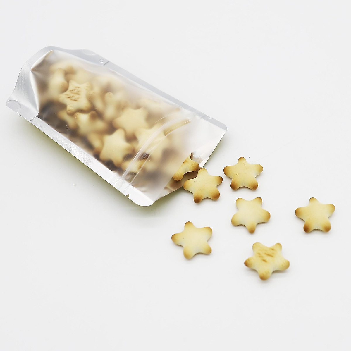 QQ Studio 100PCS Matte Double-Sided Colored Stand-Up Bags (8.5x13cm (3.3x5.1"), Translucent/Gold)