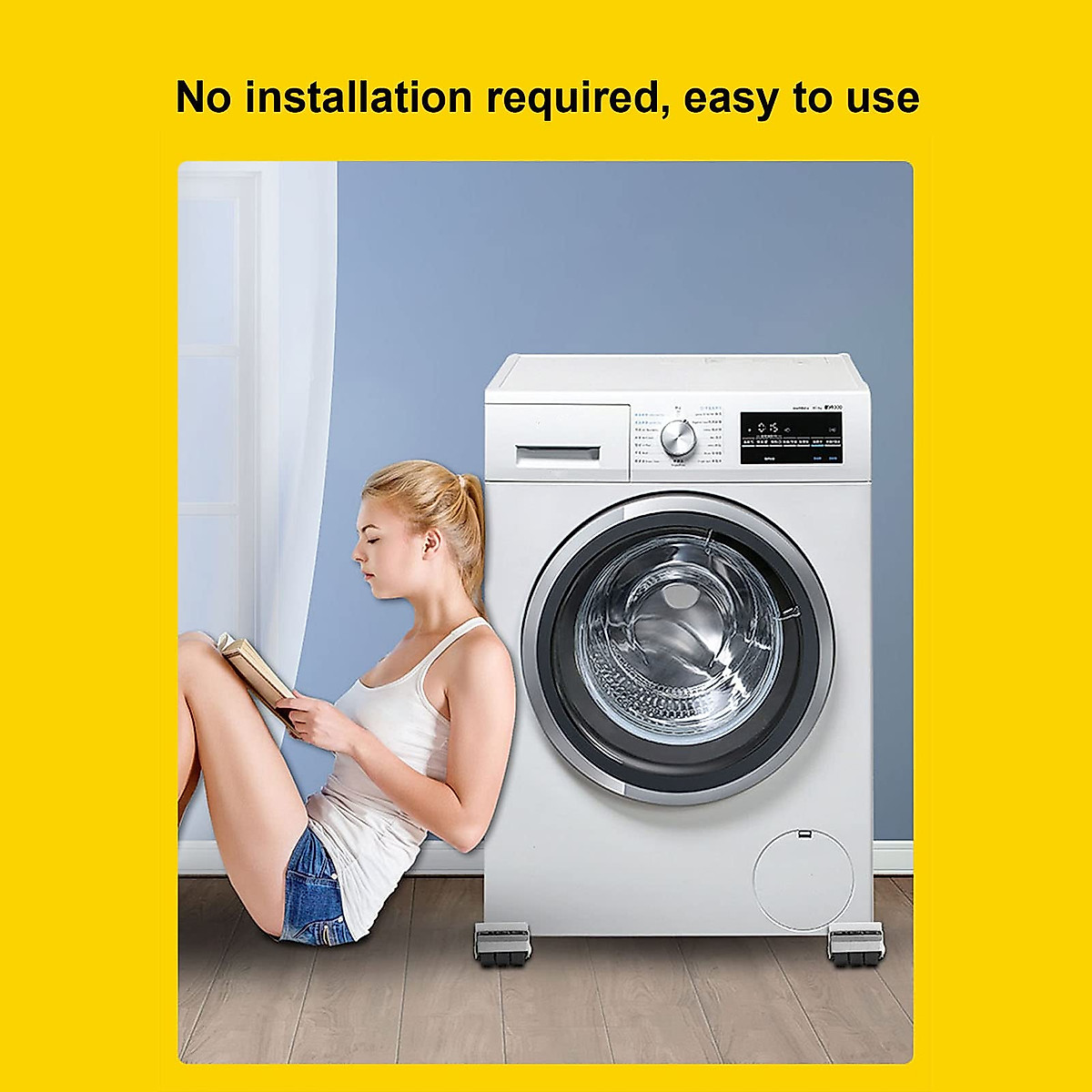 2 Sets Furniture Washing Machine Dolly,Furniture Mobile Roller Bracket Extendable Raised Base Mobile Washing Machine Base With Wheels for Refrigerator Washing Machine Dryers Heavy Furniture(Silver)