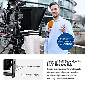 NEEWER Teleprompter X17 with RT-110 Remote & APP Control (Bluetooth Connection via NEEWER Teleprompter App), 17" No Assembly Compatible with iPad Android Tablet/Camera/Camcorder, Max Load 44.1Ib/20kg