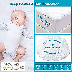 Full Size Mattress Protector, Waterproof Breathable Noiseless Full Size Mattress Pad with Deep Pocket for 6-16 inches Mattress, White