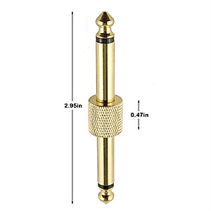 E-outstanding 2-Pack Guitar Pedal Coulper 6.35mm(1/4") Audio Mono Male to Male Plug Gold Plated Copper Guitar Effect Pedals Convert Instrument Connector Adapter