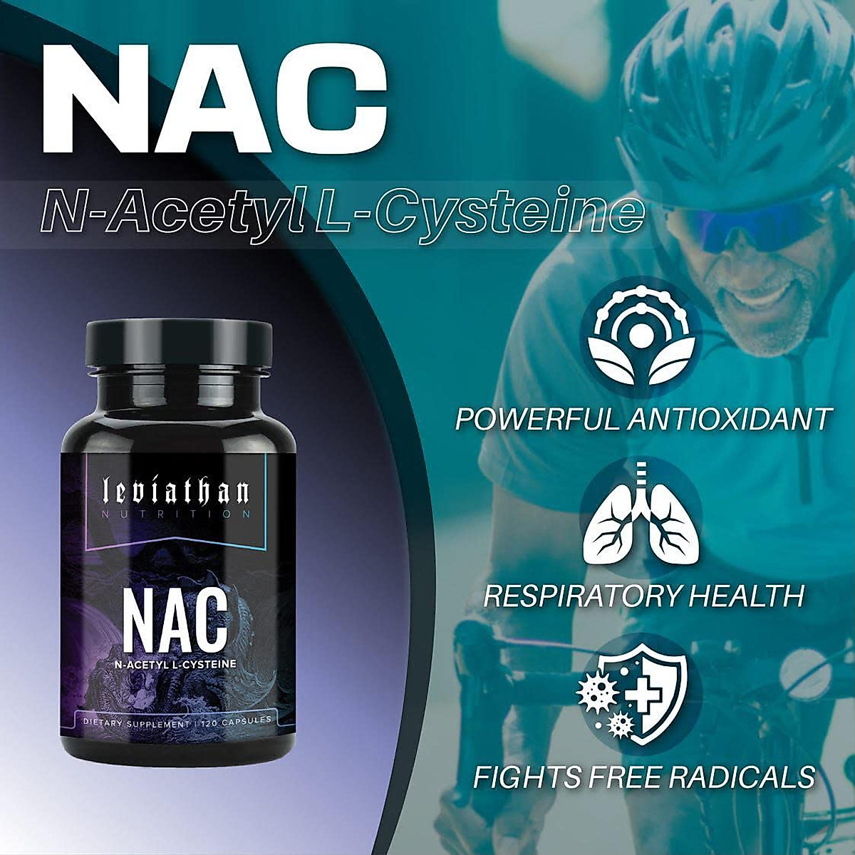 Leviathan Nutrition NAC Supplement N-Acetyl Cysteine for Lung, Liver, Immune Support - Potent Antioxidant Support to Boost Glutathione Levels 600mg, 120 Capsules