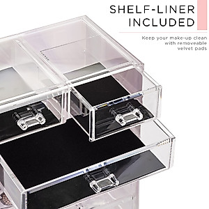 Sorbus Clear Cosmetic Makeup Organizer - Make Up & Jewelry Storage, Case & Display - Spacious Design - Great for Dresser, Bathroom, Vanity & Countertop (4 Large, 2 Small Drawers) [Tie Dye Print]