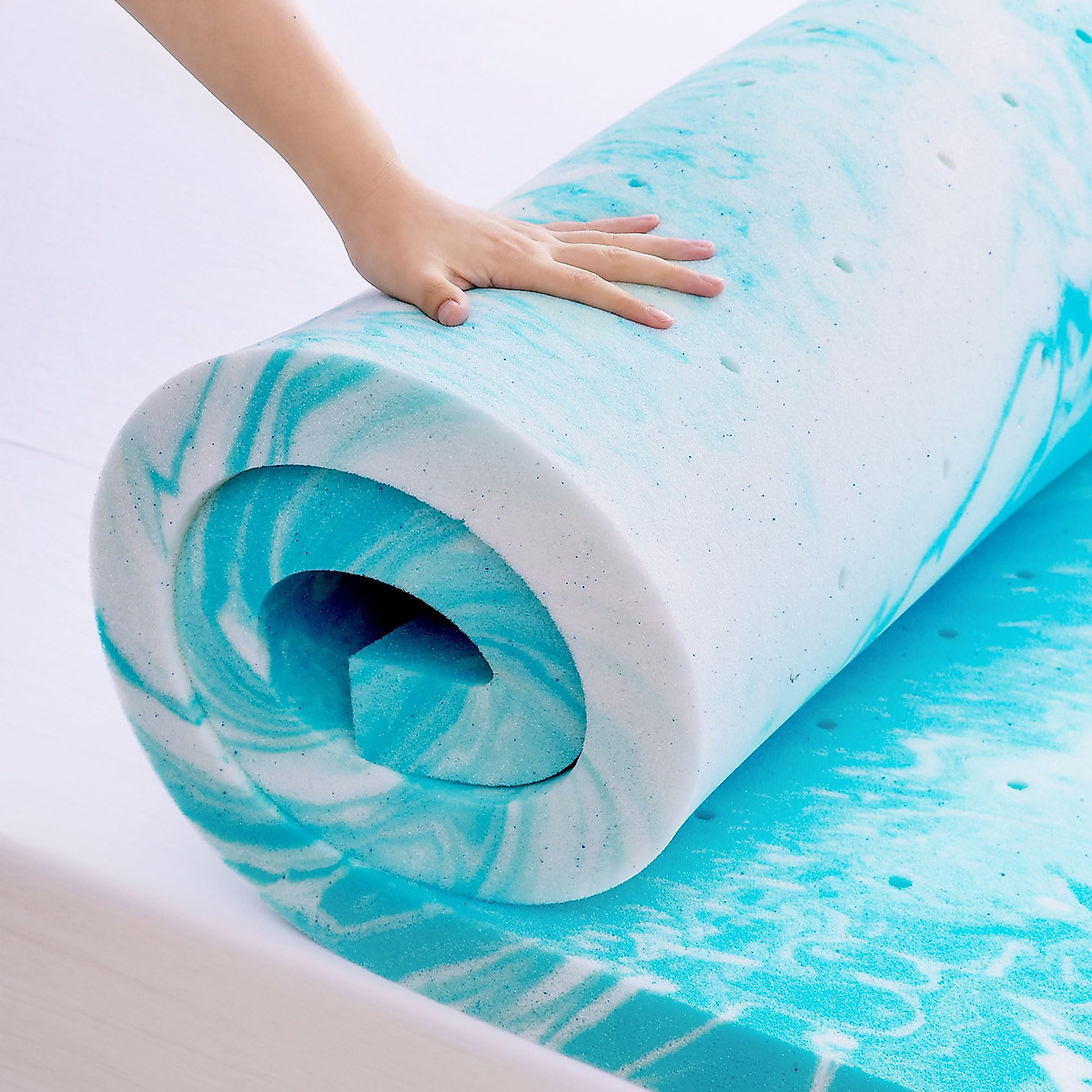 Hcore Mattress Topper Full - 3 Inch Gel Memory Foam Mattress Topper Full Size for Back Pain, CertiPUR-US Certified, Blue