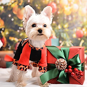 Dog Pajamas for Small Dogs Girl Boy Puppy Pjs Pet Onesies for Chihuahua Yorkie Teacup Cute Christmas Leopard Soft Stretch Cat Clothes Outfit Apparel Doggy Jumpsuit, Small,Leopard Christmas Tree