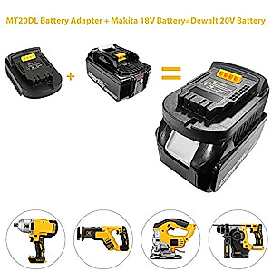 ZLWAWAOL MT20DL Battery Adapter Converter Compatible for Makita 18V Li-ion Battery Convert to Dewalt 20V DCB206 DCB204 DCB200 Li-ion Battery Compatible for Dewalt 20V Cordless Power Tools