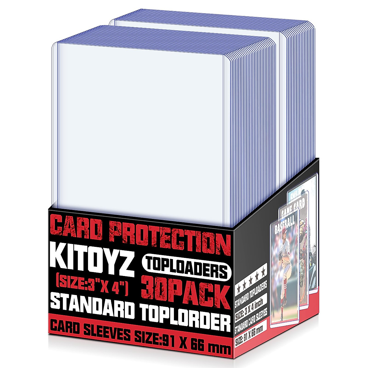 30 Count Toploaders Card Sleeves for Trading Card, Hard Card Sleeves Top Loaders Baseball Card Protector Holder Compatible with Game Cards, Sports, Football Cards