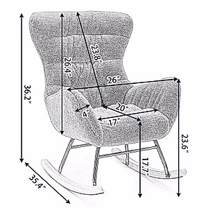 JEEOHEY Nursery Rocking Chair,Velvet Upholstered Glider Rocker Chair,Comfy Arm Chair,Modern Baby Rocking Accent Chair Indoor for Living Room, Bedroom,Office(Ivory)