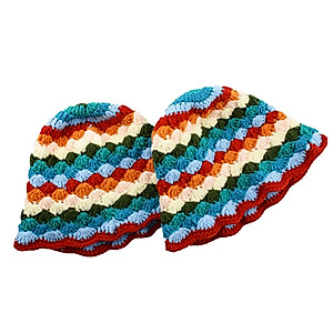 Crochet Bucket Hat Women Trendy Knit Floral Floppy Cap Cute Boho Flower Handmade Beanies Outdoor Boho Travel Fishing Hat