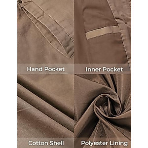 WenVen Men's Light Cotton Outwear Windbreaker Classic Military Jacket (Khaki, L)