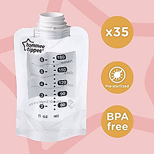 Tommee Tippee Breast Milk Pouches (35 Count) Compatible with All Leading Breast Pumps and Bottle Nipples, BPA-Free