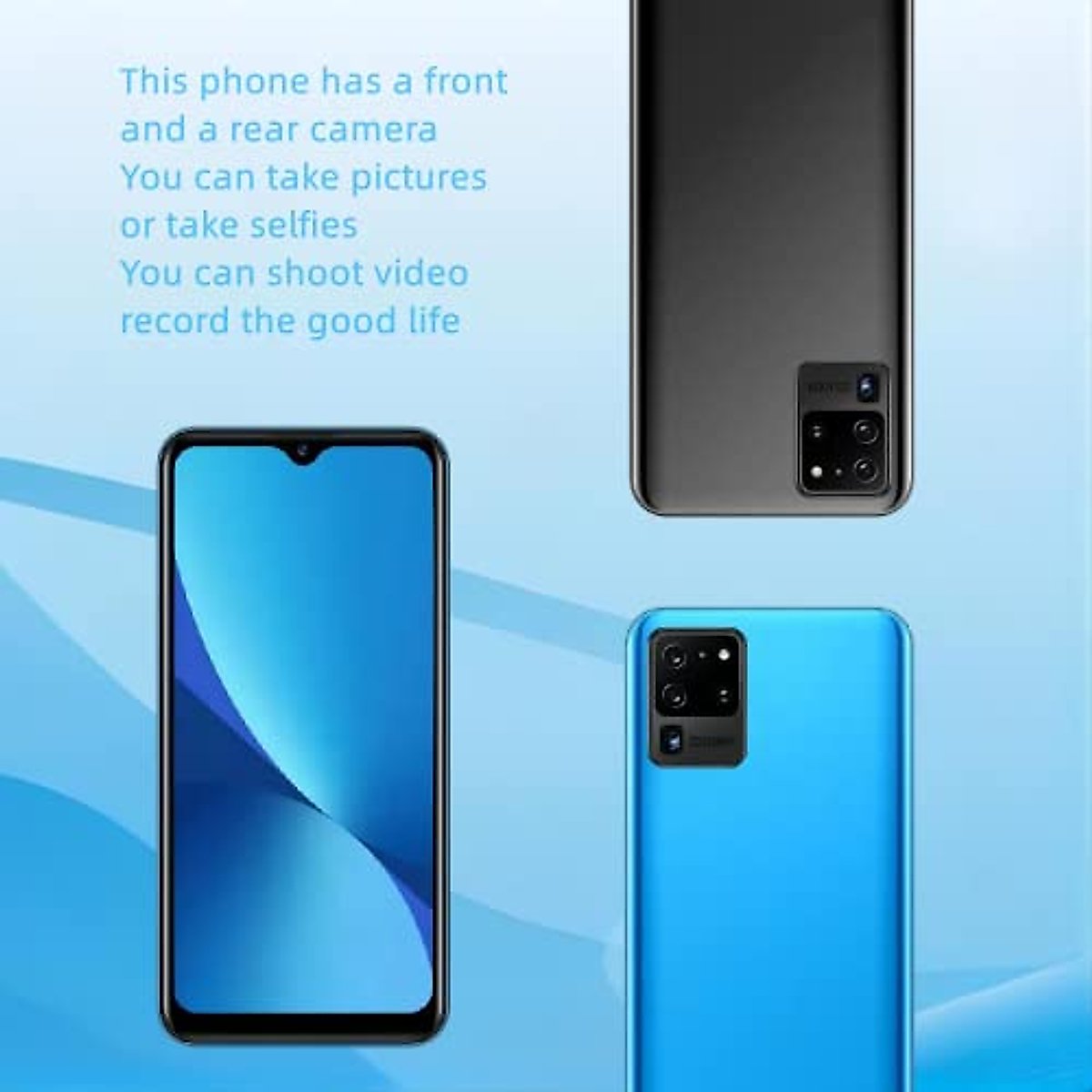 aderroo 6.52in Screen,H314 Unlocked Cell Phone，1G RAM, 8G ROM，Supports 3GWCDMA : 850/2100MHZ SIM Card Frequency Band，Front and Rear Camera ，Android Smartphone（Blue）