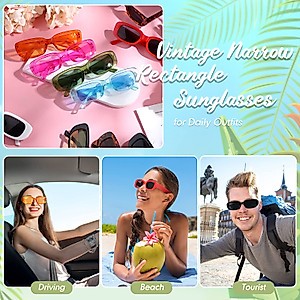 20 Pairs Small Retro Rectangle Sunglasses 90's Driving Glasses Vintage Narrow Square Sunglasses Unisex Frame Glasses for Women Men Teens