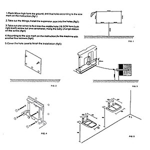 Modundry Fold Down Baby Changing Station Horizontal Baby Change Table with Safety Straps for Commercial Restrooms (2 White Granite)