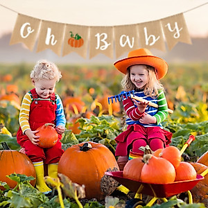 Adurself Oh baby Pumpkin Burlap Banner Welcome Baby Fall Jute Bunting Garland for Autumn Pumpkin Theme Garden Mommy to Be Celebration Supplies Boy Girl Baby Shower Decoration