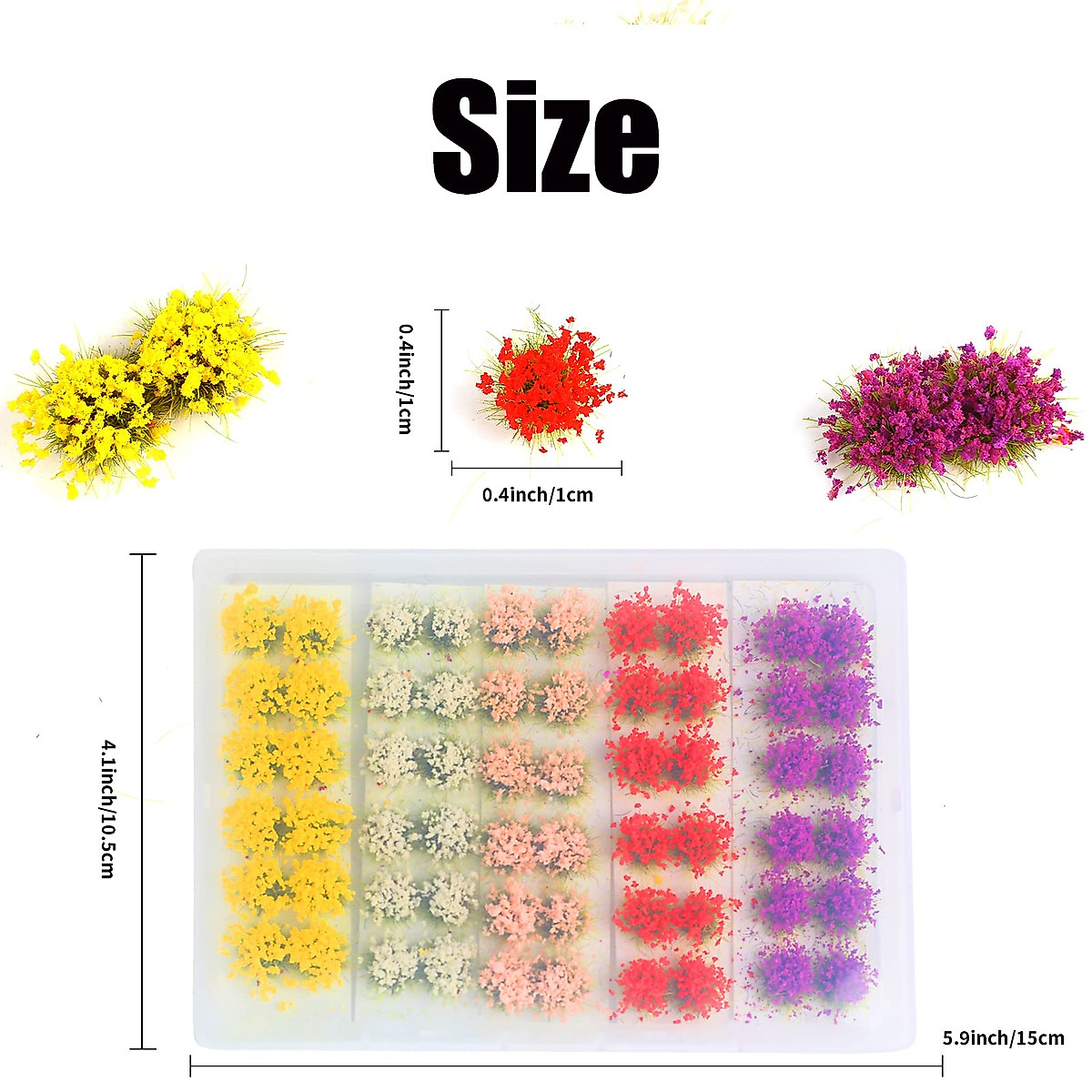FOIMAS 60pcs Miniature Flower Cluster Colorful Flower Vegetation Groups Grass Tufts Static Scenery Model for DIY Craft Train Landscape Railroad Scenery Sand Military Layout Model War Gaming Terrain