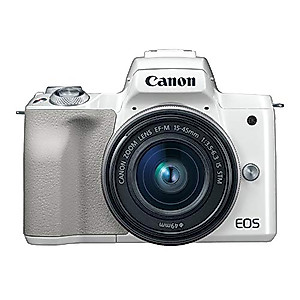 Canon EOS M50 Mirrorless Camera Kit w/EF-M15-45mm Lens and 4K Video (White) (Renewed)