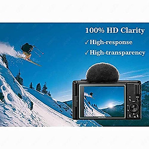 ULBTER Screen Protector for Sony ZV-1F Vlog Camera & Lens Cap Cover 0.3mm 9H Hardness Tempered Glass Cover Anti-Scrach Anti-Fingerprint Anti-Dust Anti-Bubble [2+2 Pack]